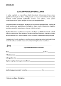 Lupa oppilaitosvierailuihin -lomake