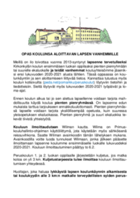 Tervetuloa kouluun 2020-tiedote